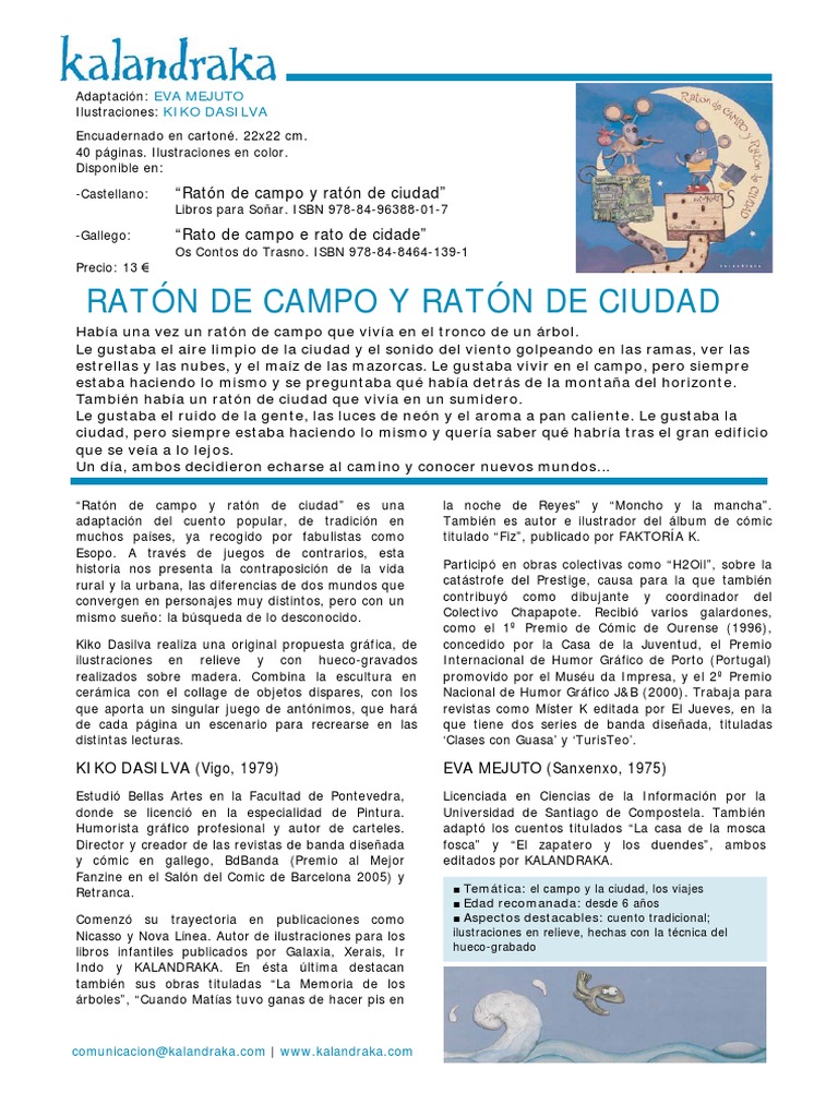 Raton de Campo y Raton de Ciudad | PDF | Dibujos animados | Ocio