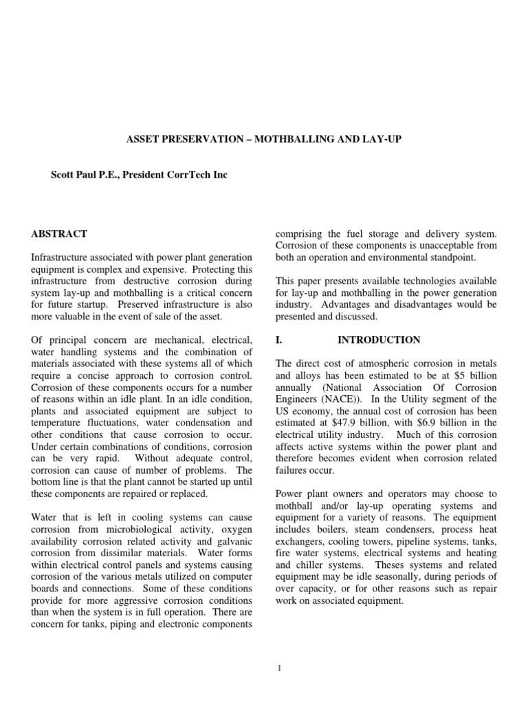 Mothballing Guidelines for Power Plants | PDF | Corrosion ...