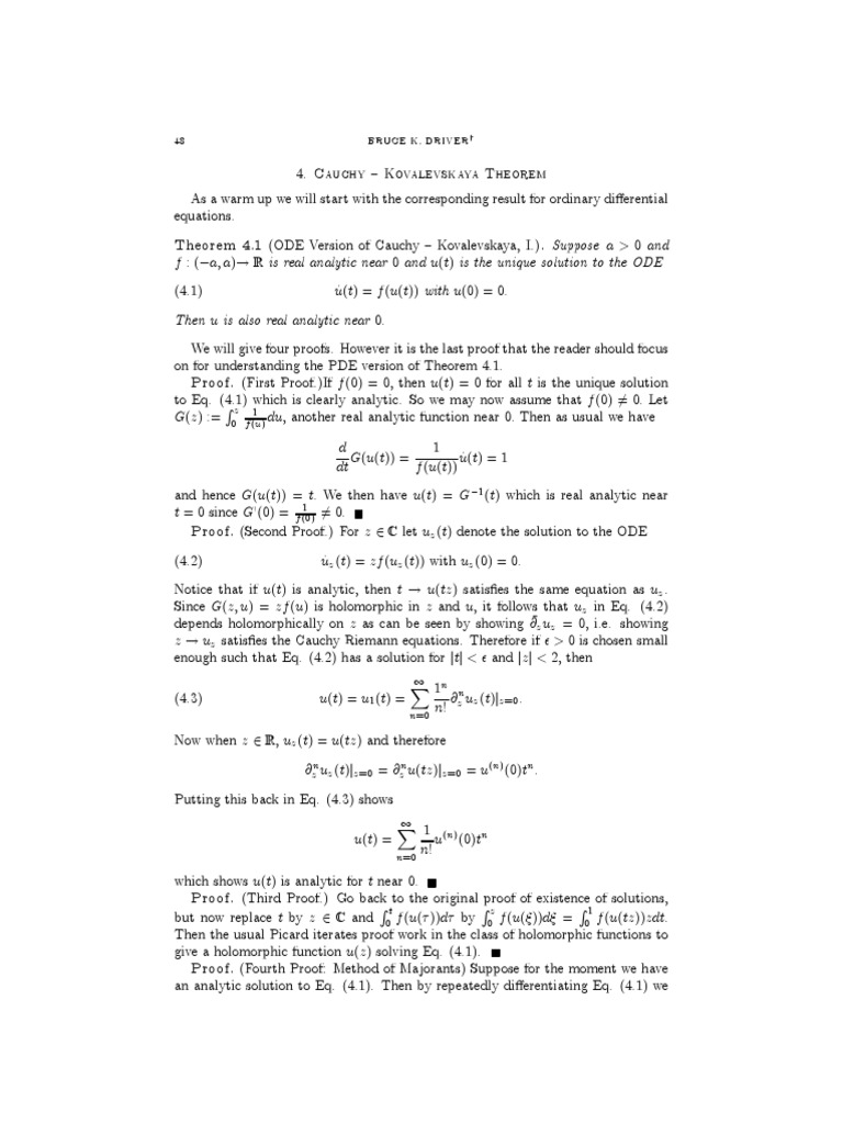 Cauchy Covaleviski PDF | PDF | Holomorphic Function | Partial Differential Equation