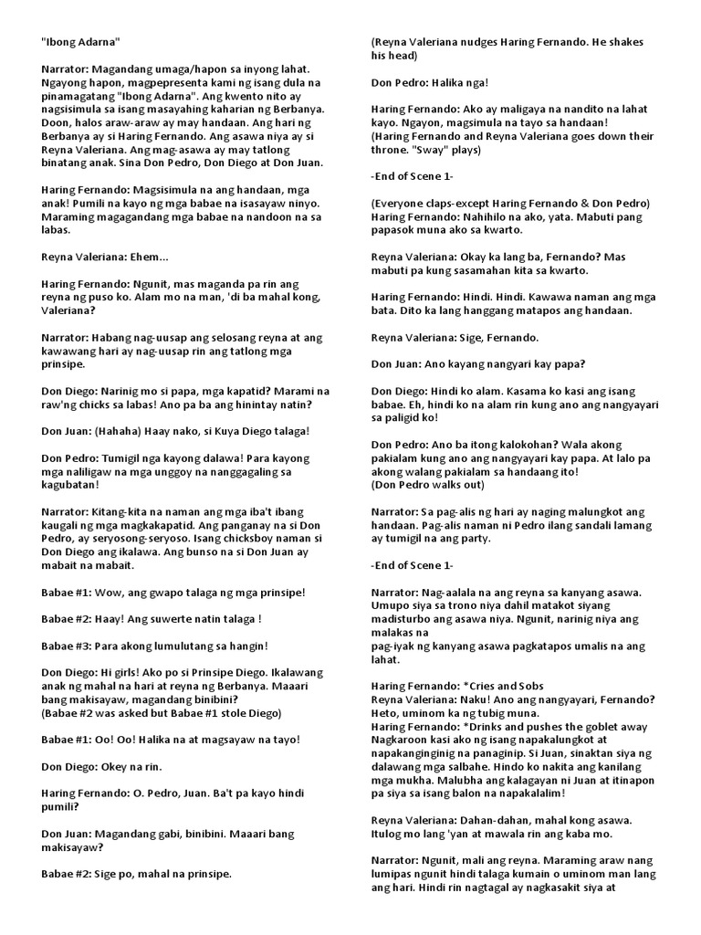 Ibong Adarna Script | PDF