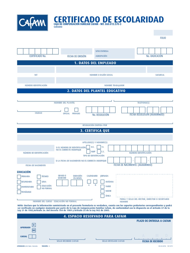 Formulario Cafam PDF | PDF