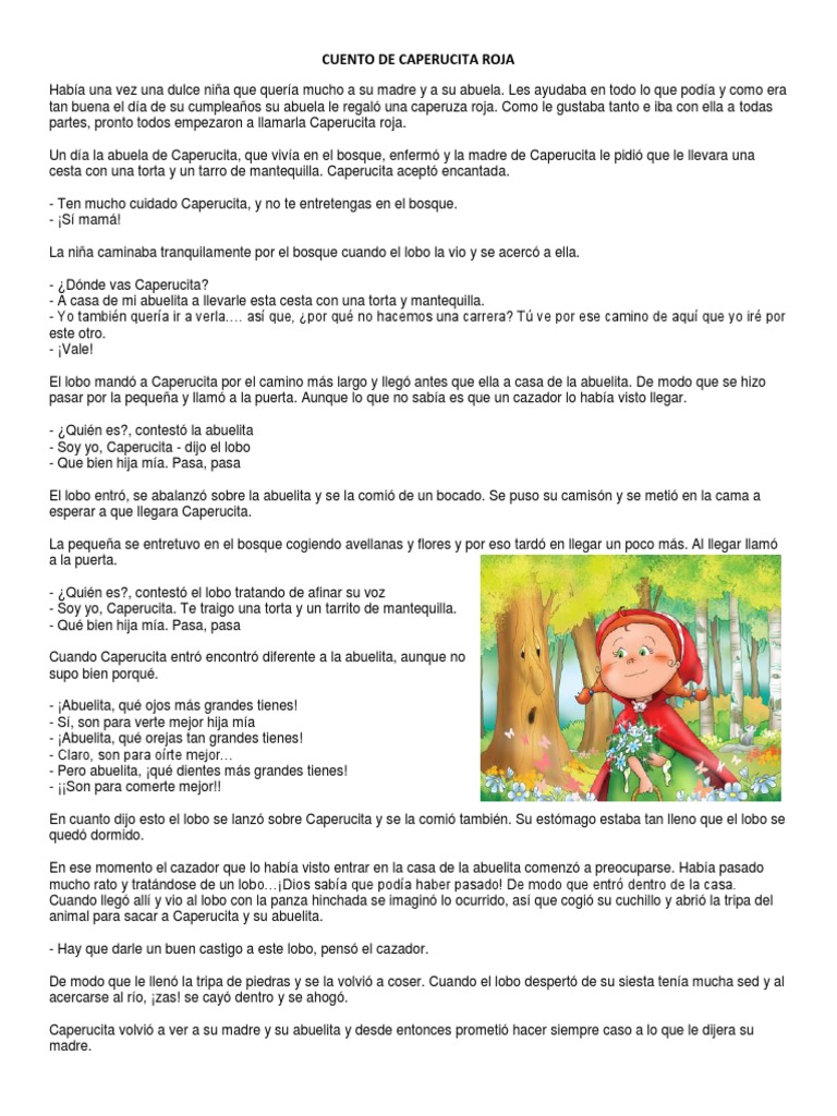 Cuento De Caperucita Roja Para Imprimir