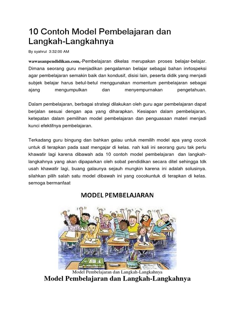 10 Contoh Model Pembelajaran Dan Langkah | PDF