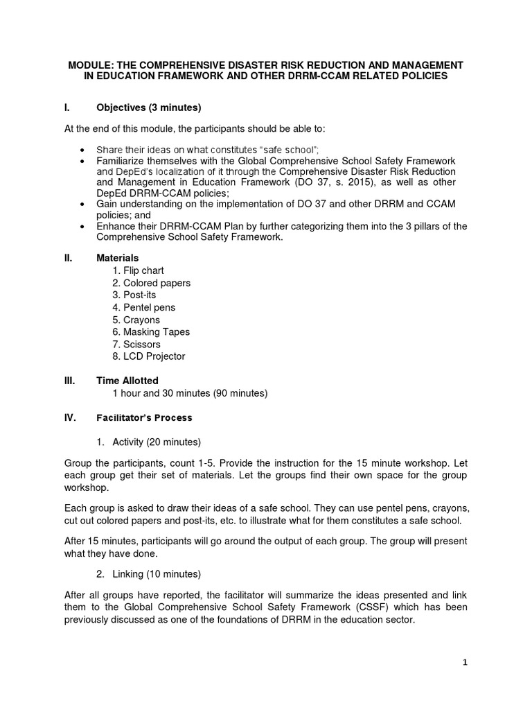 Module - The Comprehensive DRRM in Education Framework... | PDF ...