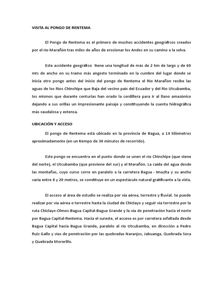 Visita Al Pongo de Rentema | PDF | Río | Geología