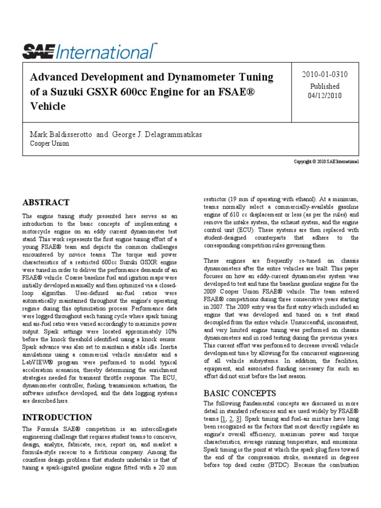 2010-01-0310 - Advanced Development and Dynamometer Tuning of A Suzuki ...