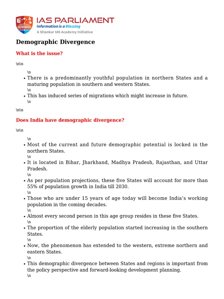 Demographic Divergence | PDF | Total Fertility Rate | Human Migration