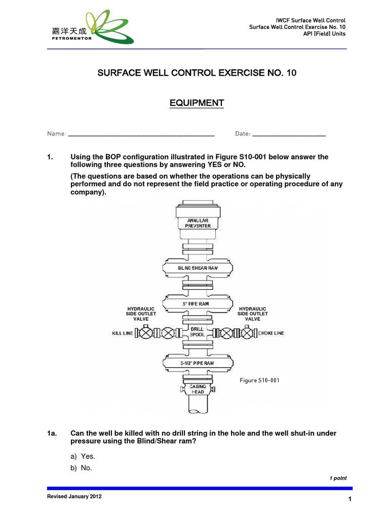 Surface Well Control Exercise No. 10 - Equipment - Revised January 2012 ...