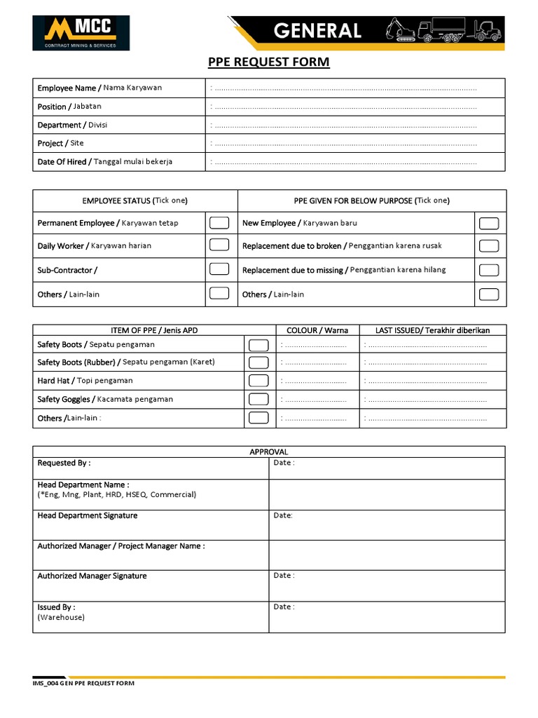 Ims - 004 Gen Ppe Request Form | PDF | Nature