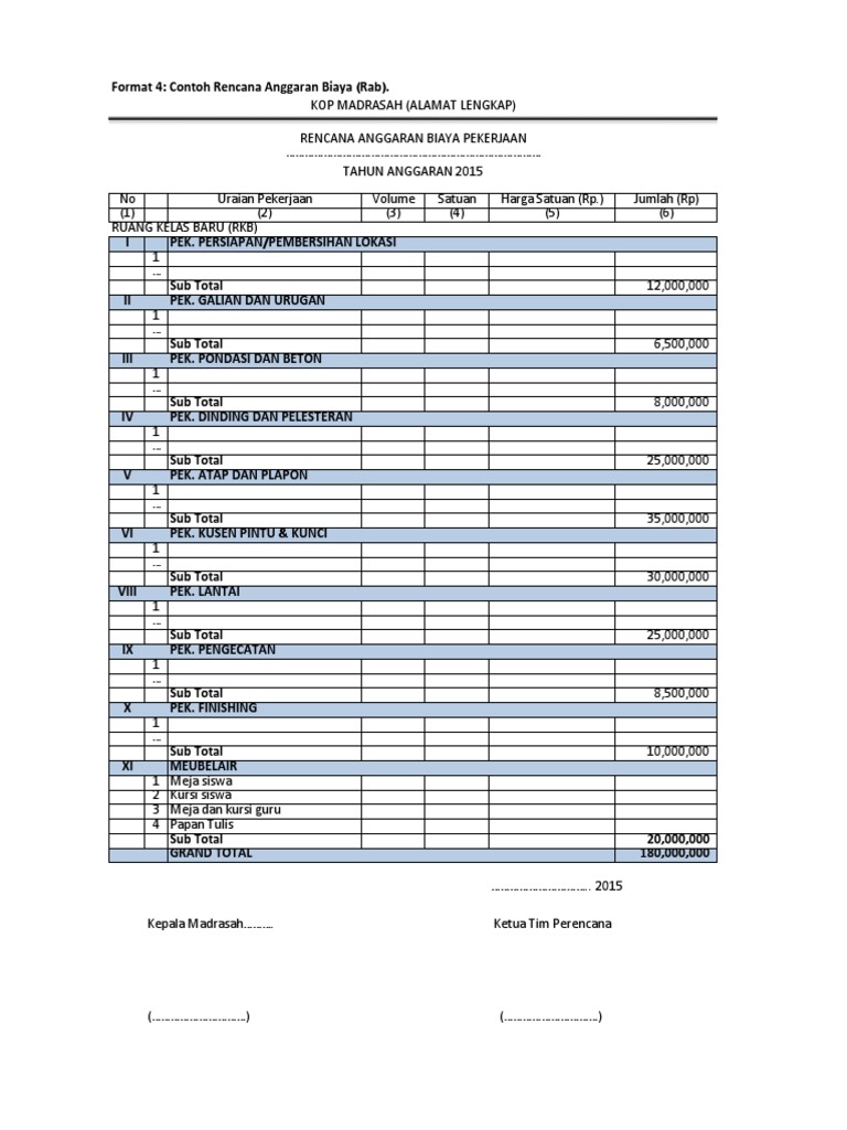 06-Format 4 - Contoh RAB RKB | PDF