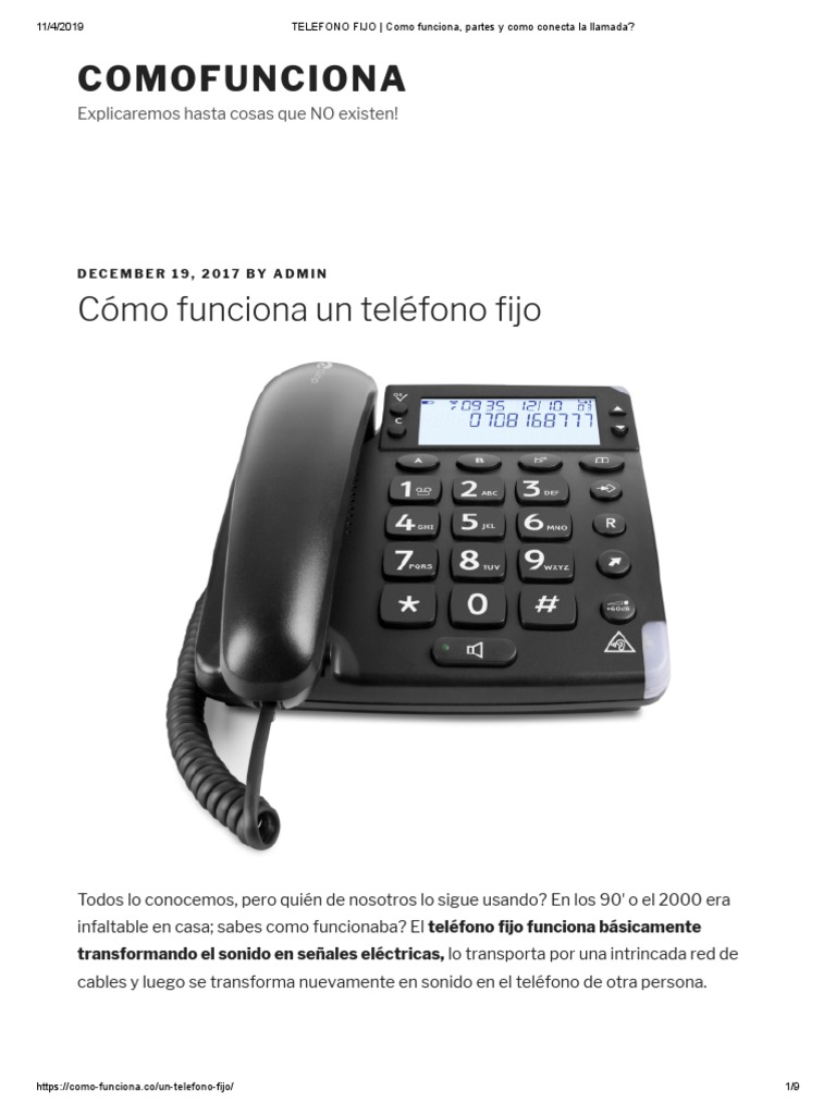 TELEFONO FIJO - Como Funciona, Partes y Como Conecta La Llamada | PDF ...