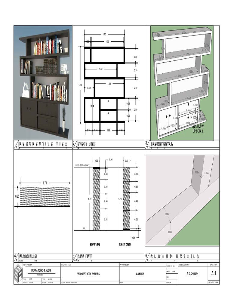 Perspective View Front View Cabinet Detail: See Blow Up Detail | PDF ...