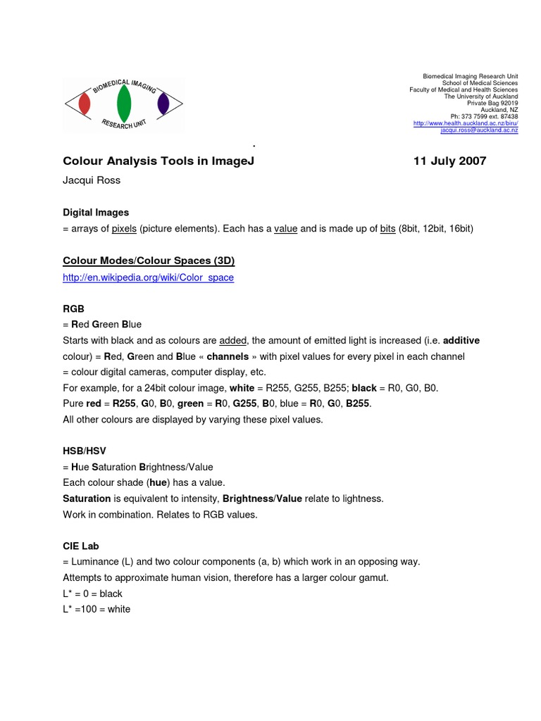 Colour Analysis Tools in ImageJ PDF | PDF | Rgb Color Model | Color