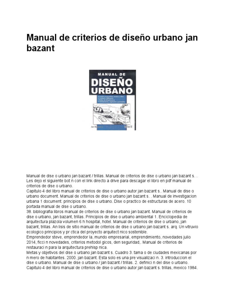 Manual de Criterios de Diseño Urbano Jan Bazant | PDF | Estética ...