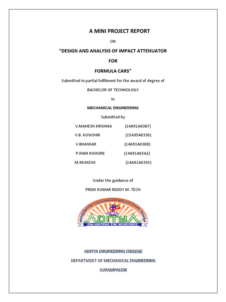 A Mini Project Report | PDF | Strength Of Materials | Traffic Collision
