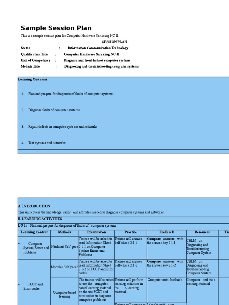Sample Session Plan Sample Research | PDF | Troubleshooting | Software