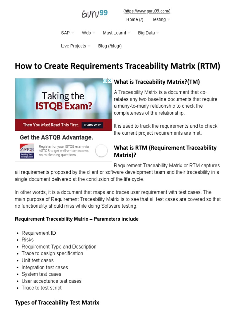 How To Create Requirements Traceability Matrix (RTM) | PDF | Software ...