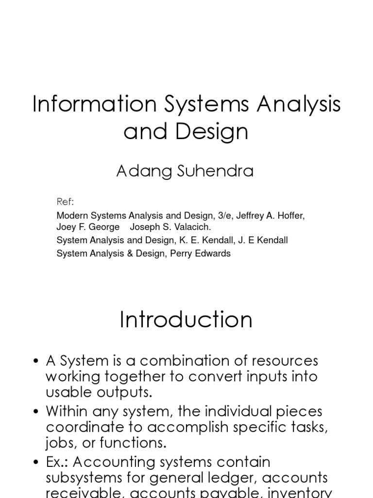 Information Systems Analysis and Design: Adang Suhendra | PDF | System ...
