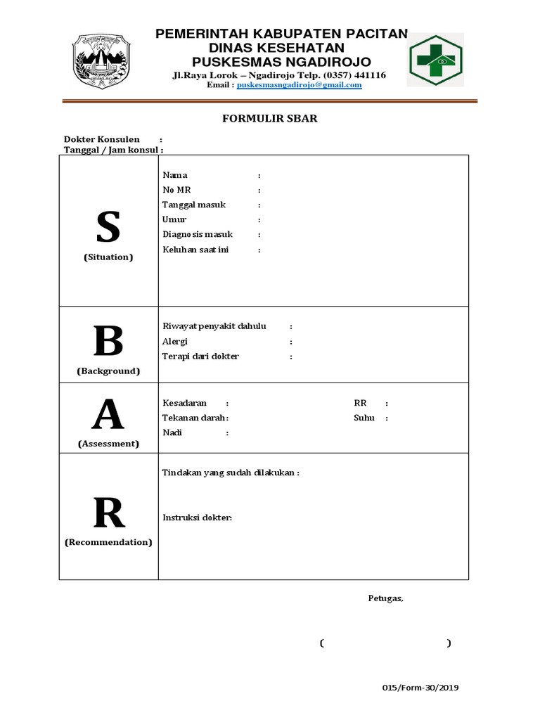 Formulir Sbar | PDF