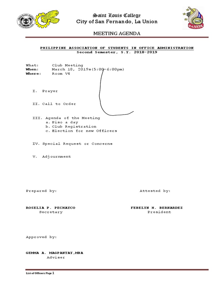 Union Meeting Agenda Template | PDF