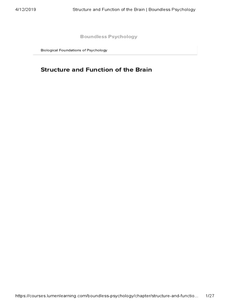 Structure and Function of The Brain - Boundless Psychology | PDF ...