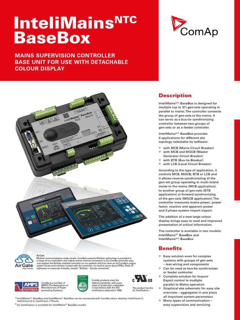 Intelimains Basebox: Mains Supervision Controller Base Unit For Use With Detachable Colour ...