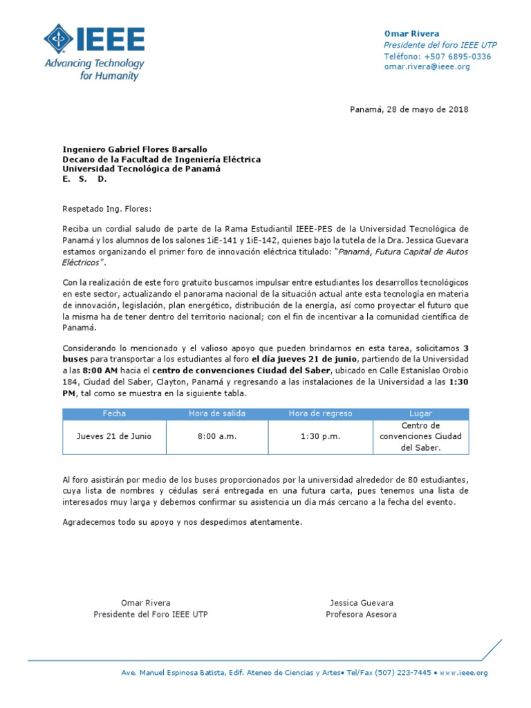 Carta Buses | PDF | Panamá | Universidad