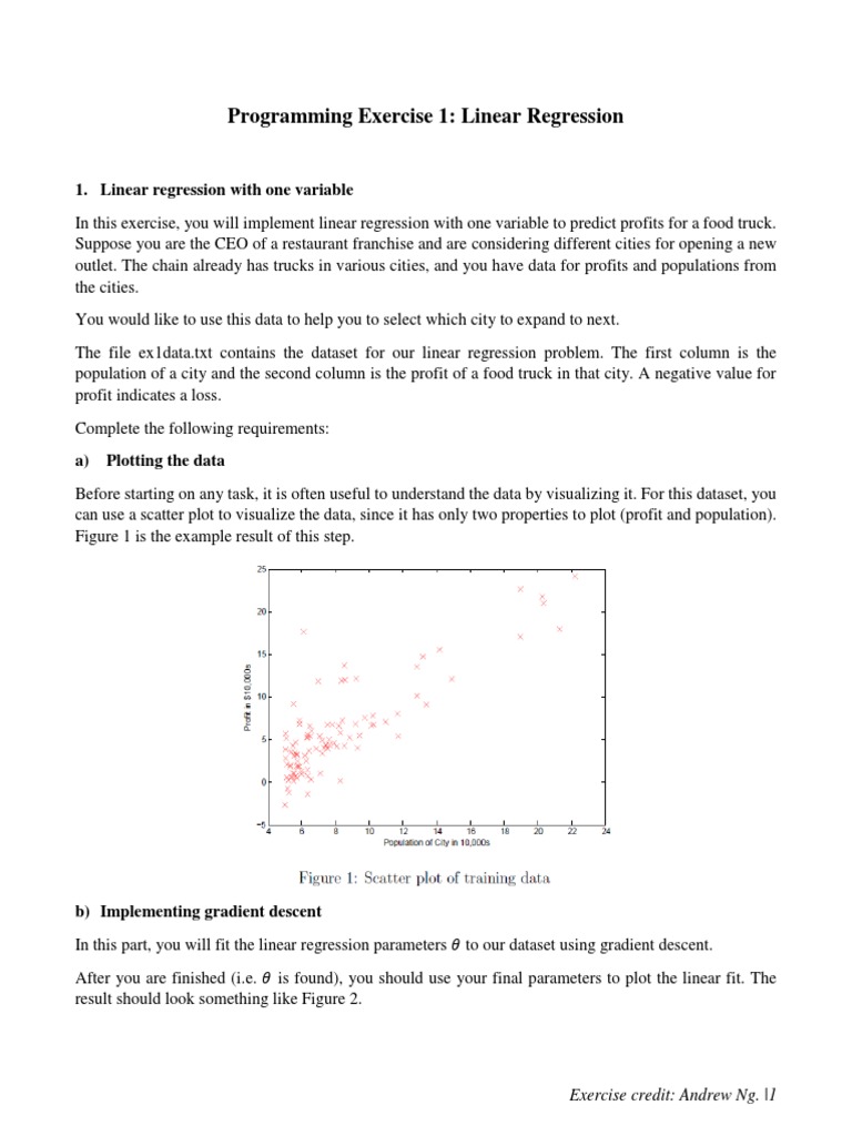 Ex01 Linear Regression Pdf Pdf Regression Analysis Linear Regression