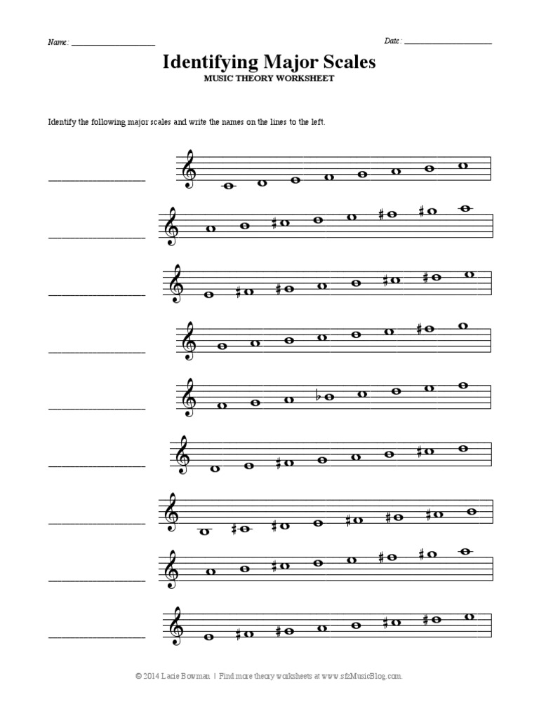 Theory Worksheet Identifying Major Scales | PDF