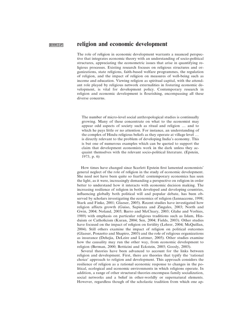 Religion and Economics | PDF | Economic Development | Max Weber