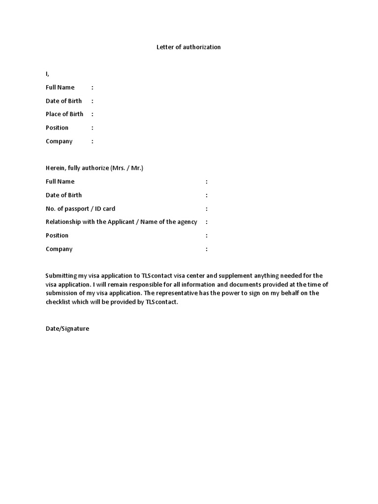 Letter of Authorization (Contoh) | PDF