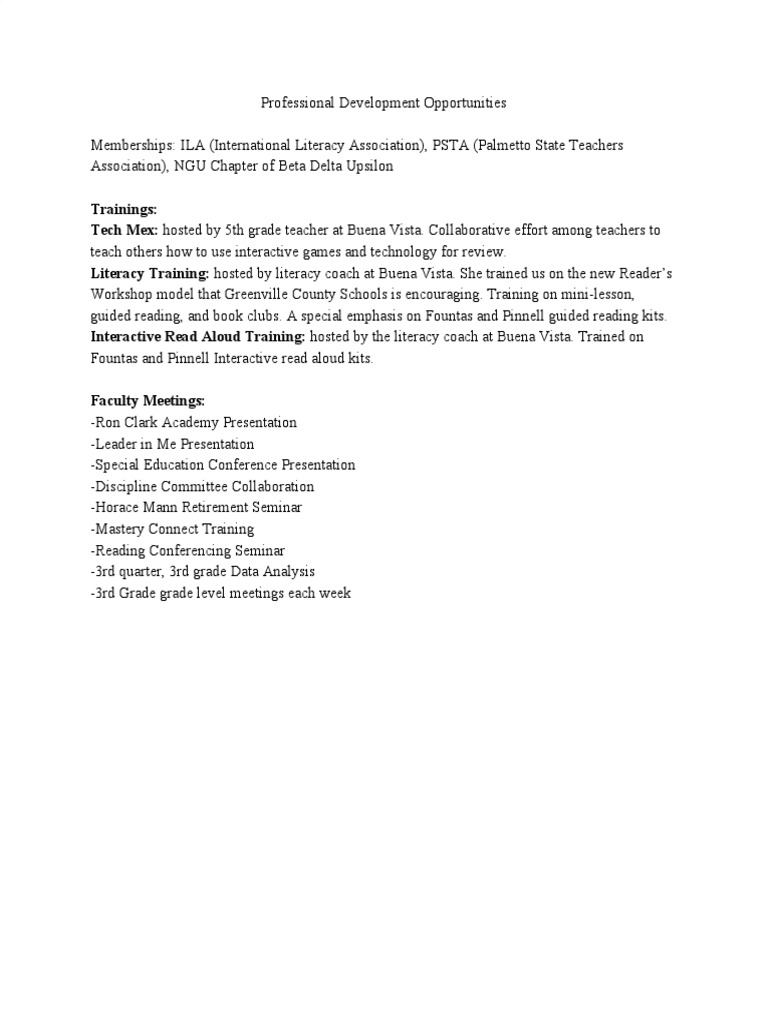 Professional Development Opportunities | PDF