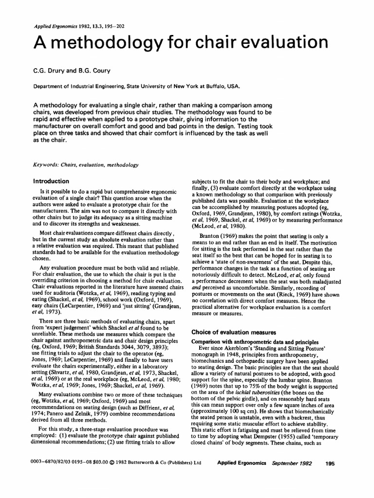A Methodology For Chair Evaluation | PDF | Chair | Teaching Mathematics