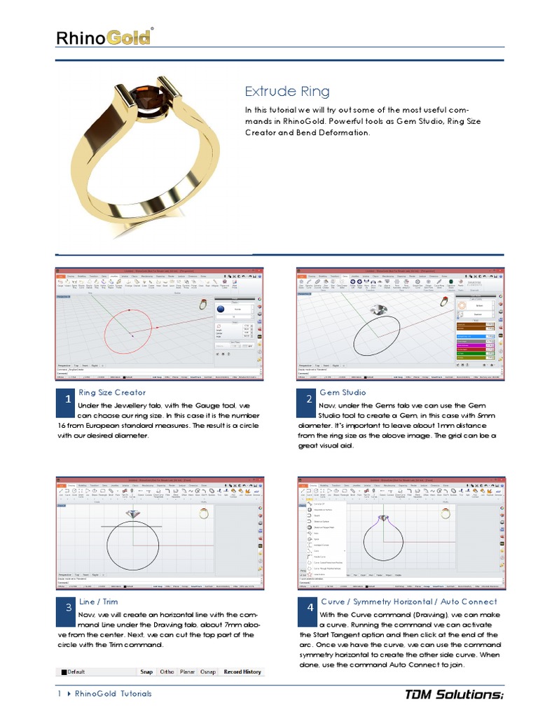 RhinoGold 4: Ring Design Tutorial | PDF | Space | Geometry