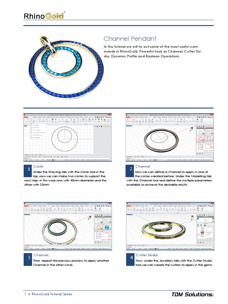 RhinoGold 4.0 - Level 1 - Tutorial 015P - Channel Pendant PDF | PDF ...