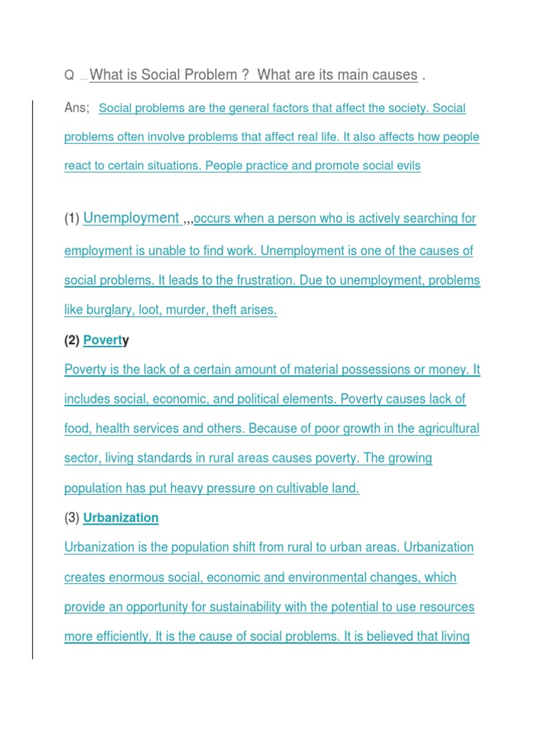 What Is Social Problem ? What Are Its Main Causes .: Unemployment | PDF ...