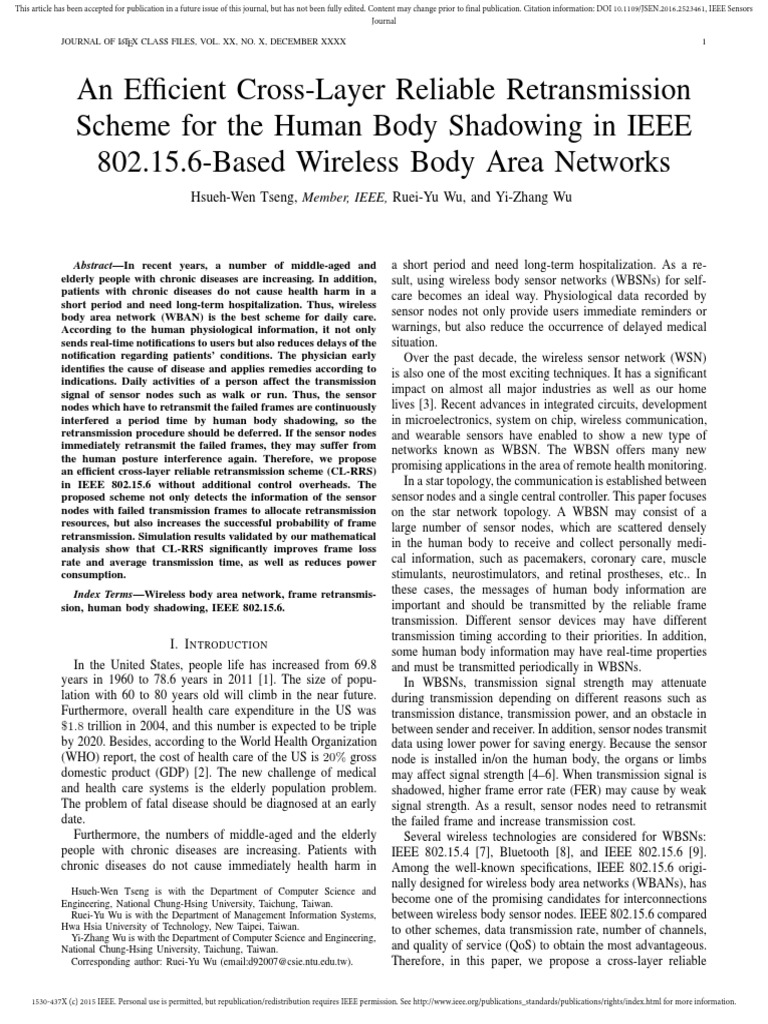 An Efficient Cross-Layer Reliable Retransmission Scheme For The Human Body Shadowing in IEEE 802 ...