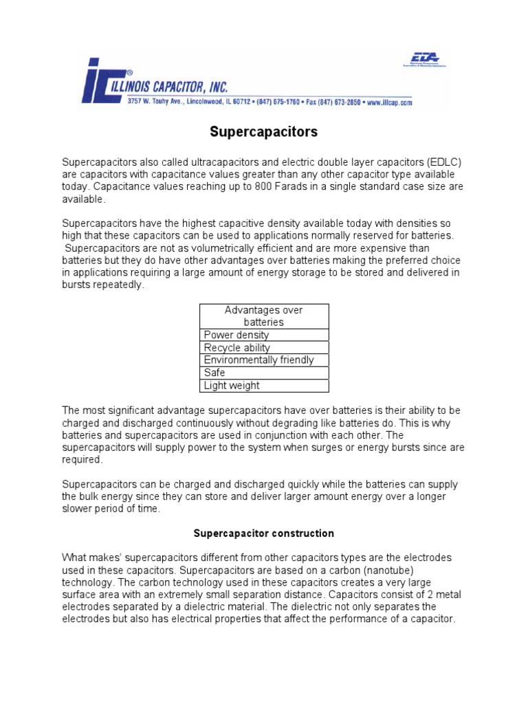Supercapacitors: Supercapacitor Construction | PDF | Capacitor | Energy Storage