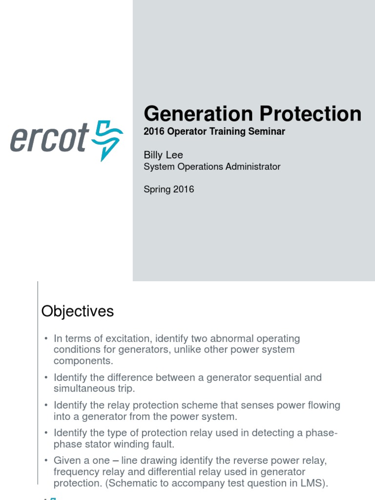 Generation Protection Final | PDF | Relay | Electric Generator