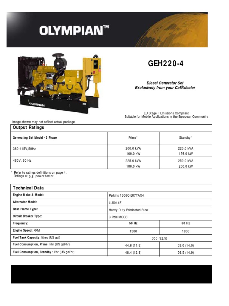 Output Ratings: Diesel Generator Set Exclusively From Your Cat Dealer ...