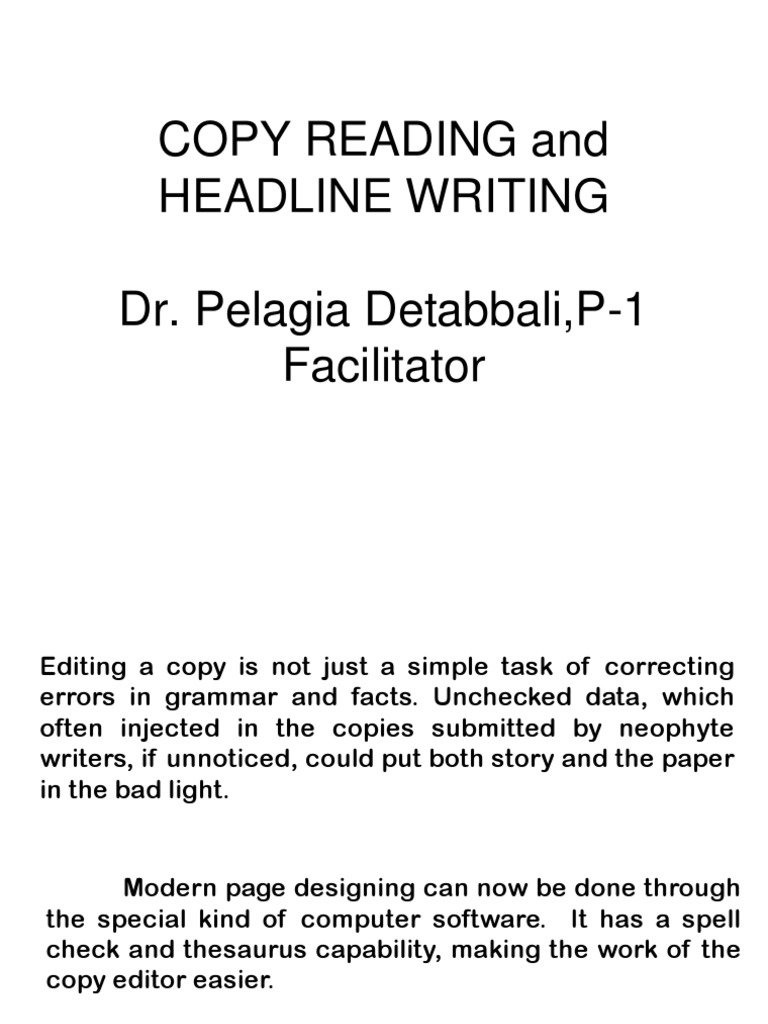 The Functions and Techniques of Effective Copy Editing and Headline ...