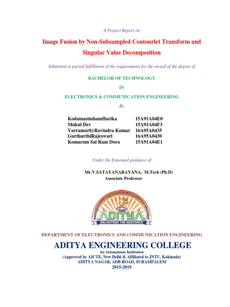 Aditya Engineering College: Image Fusion by Non-Subsampled Contourlet Transform and Singular ...