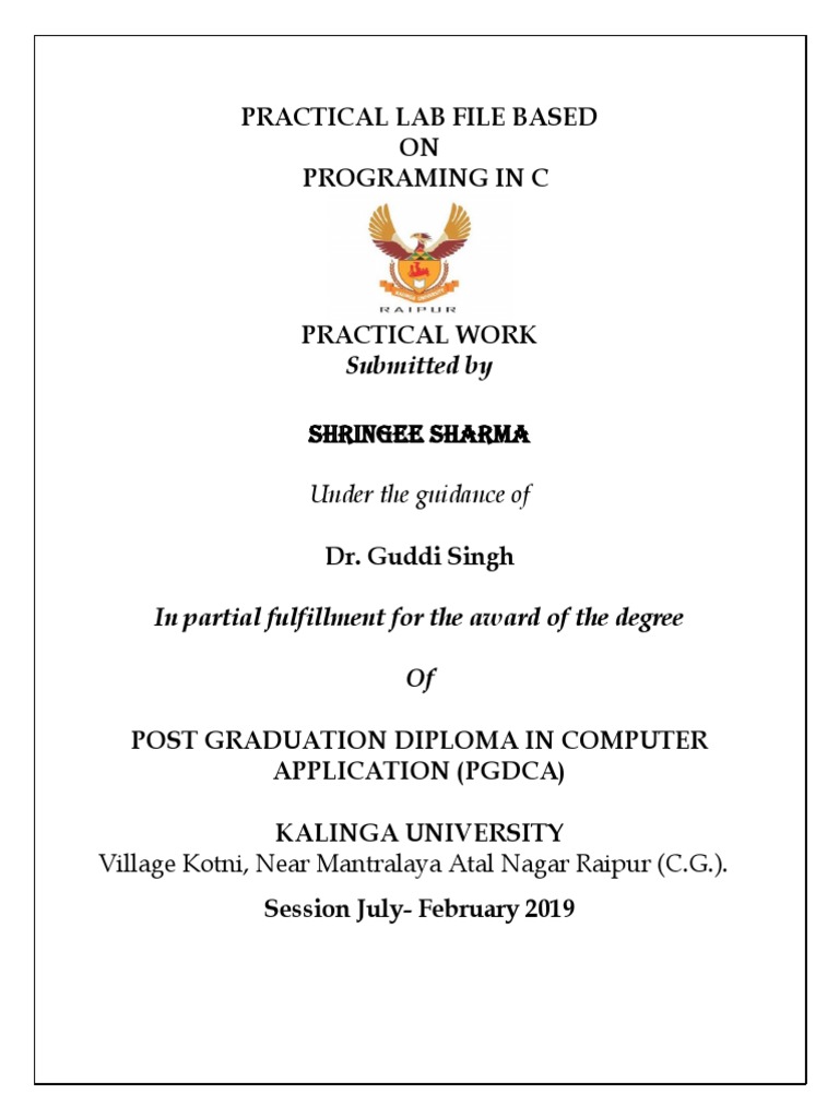 Practical Lab File Based ON Programing in C: Submitted by | PDF | Multiplication | Teaching ...