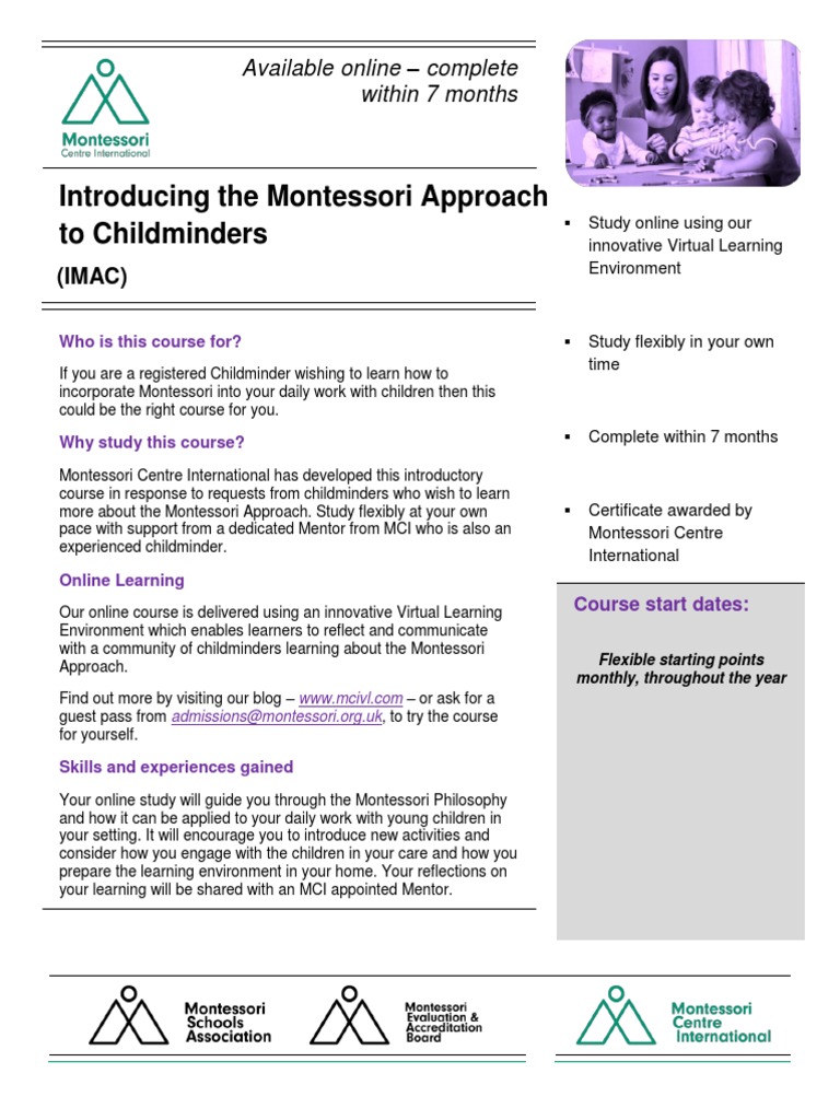 IMAC Course Card Nov 2016 v1 | PDF | Montessori Education | Educational ...
