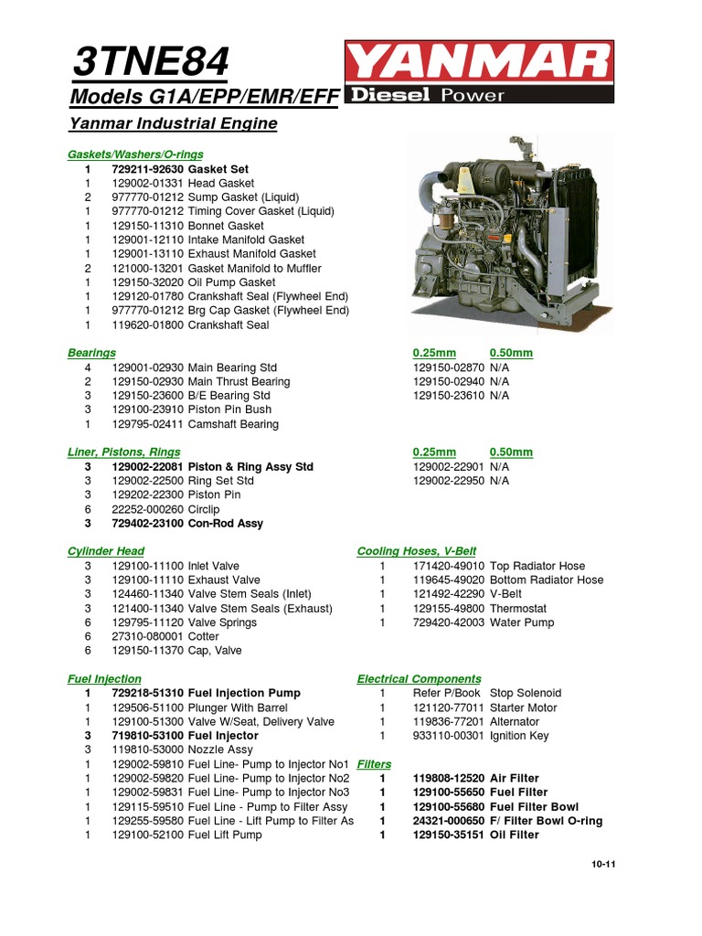 Models G1A/EPP/EMR/EFF: Yanmar Industrial Engine | PDF | Fuel Injection ...
