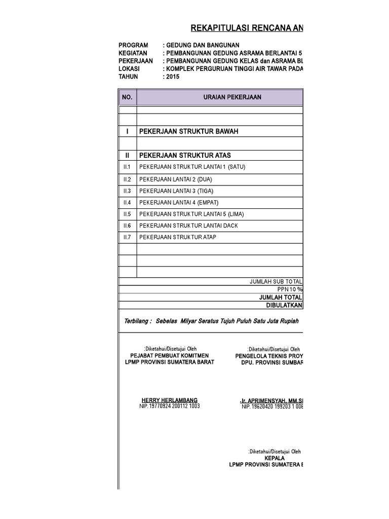 Dokumen - Tips - Contoh Rab Struktur Gedung 6 Lantai | PDF