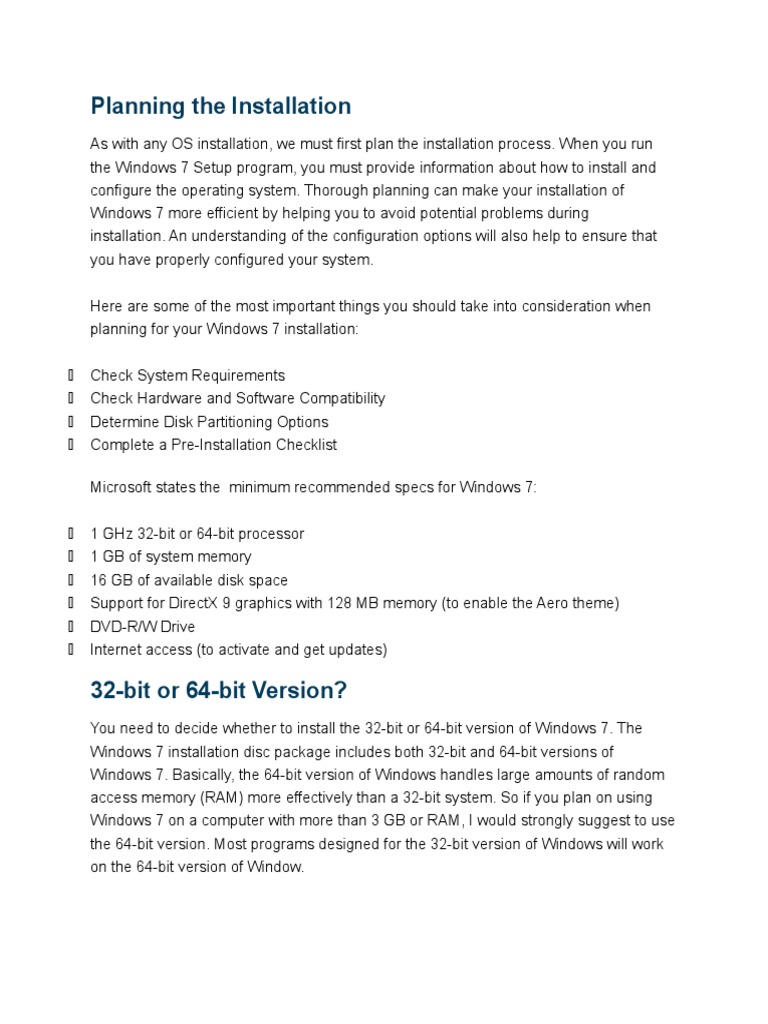 Install Window 7 | PDF | 64 Bit Computing | Windows 7