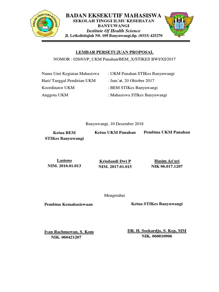 Lembar Persetujuan Proposal Ukm Panahan | PDF