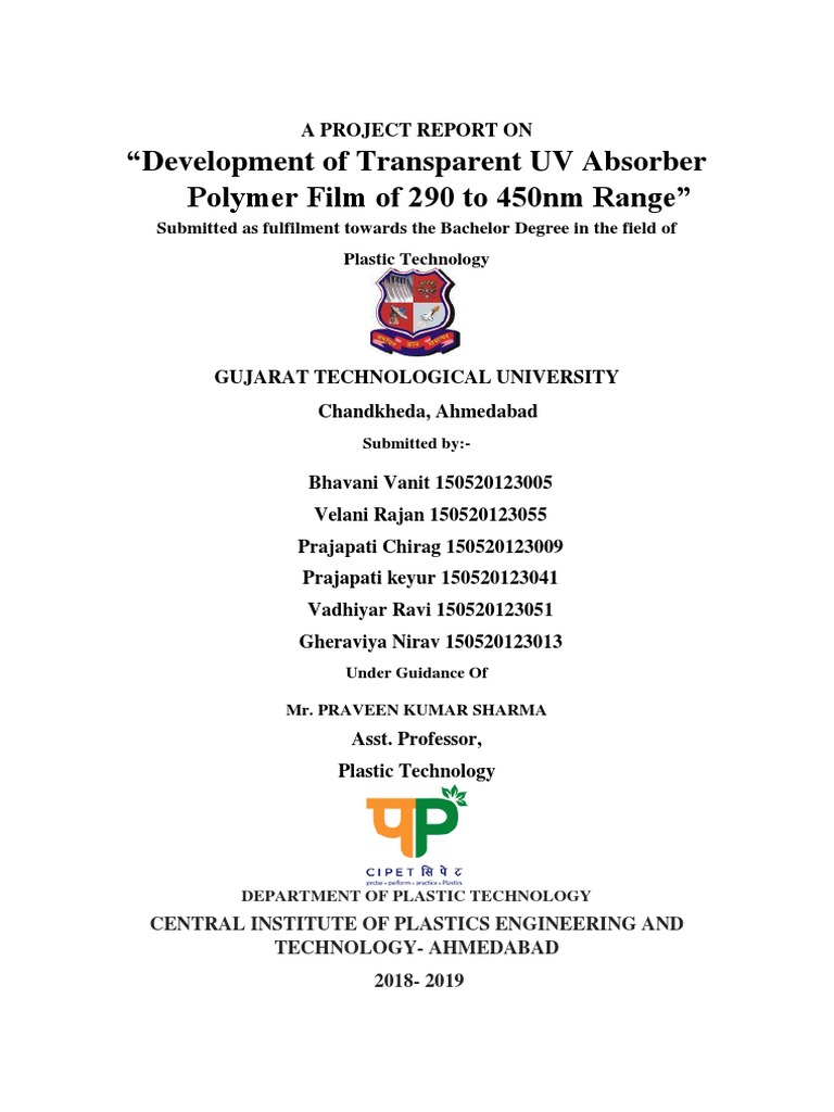 Development of Transparent UV Absorber Polymer Film of 290 To 450nm ...