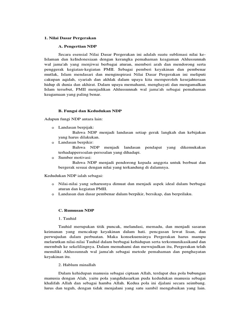 Makalah ke-PMII-an, ASWAJA, NDP, Dan SBI | PDF